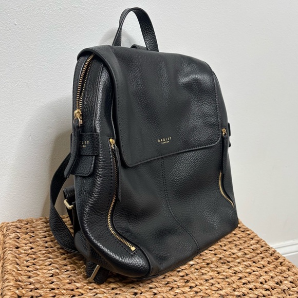 RADLEY LONDON | Bags | Radley London Black Leather Backpack Pebbled ...